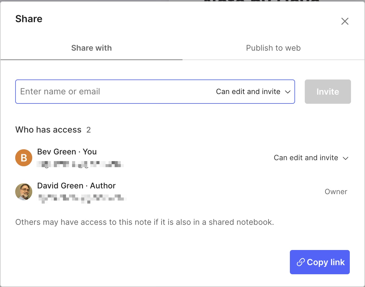 Evernote Sharing Behavior and Implications for Family Sharing - Glimmer